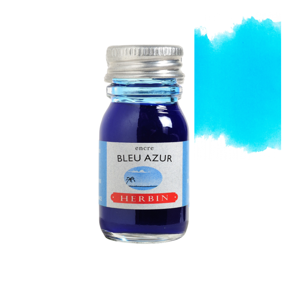 J. Herbin Fountain Pen Ink 10ml Bottle -35 Colors: Bleu Azur (Azure Bl ...